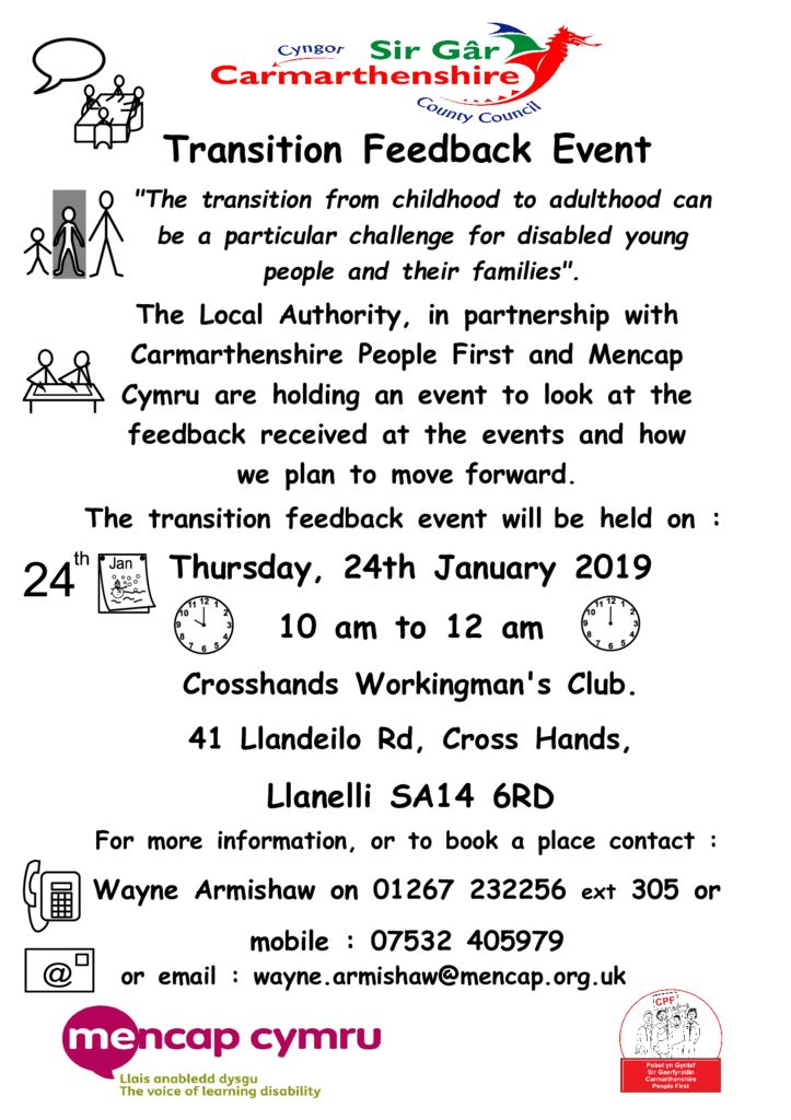 December 2018 transition feedback poster - Carmarthenshire Family ...