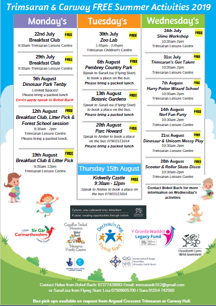 EYCC Summer Timetable - Carmarthenshire Family Information Service