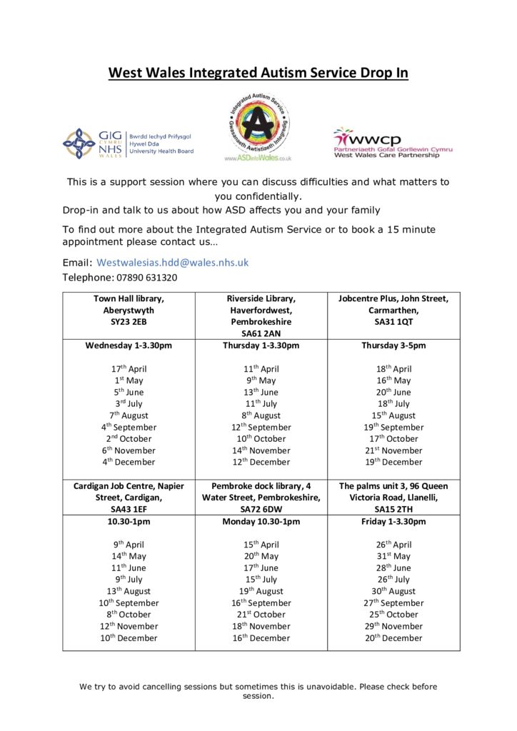 West Wales Integrated Autism Service Drop In (002) - Carmarthenshire ...