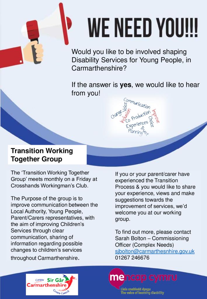 English Transition Working Together Poster - Carmarthenshire Family ...