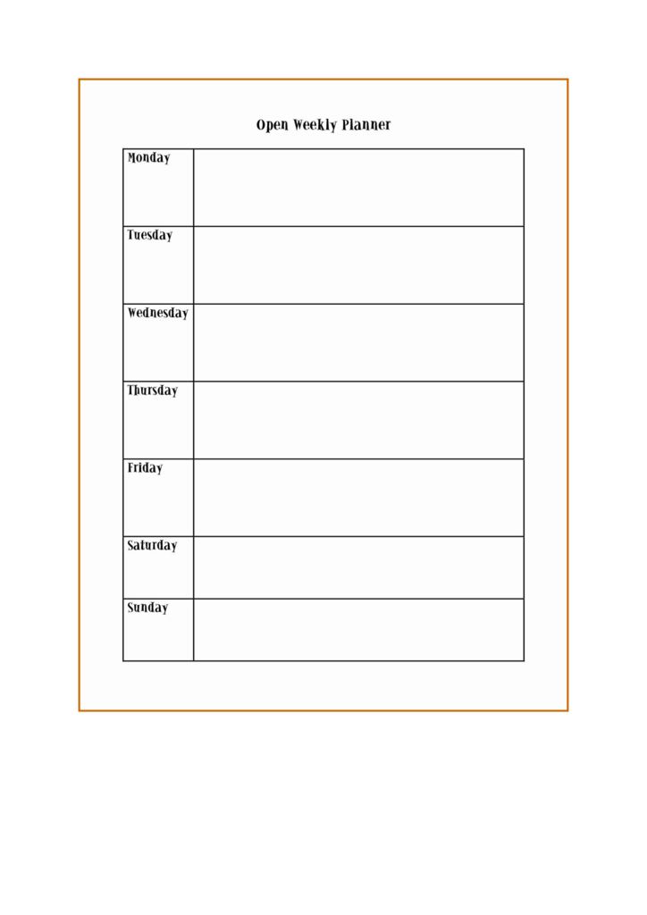 weekly planner 1 - Carmarthenshire Family Information Service