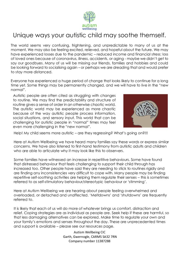 9 Ways autistic people may soothe themselves - Carmarthenshire Family ...