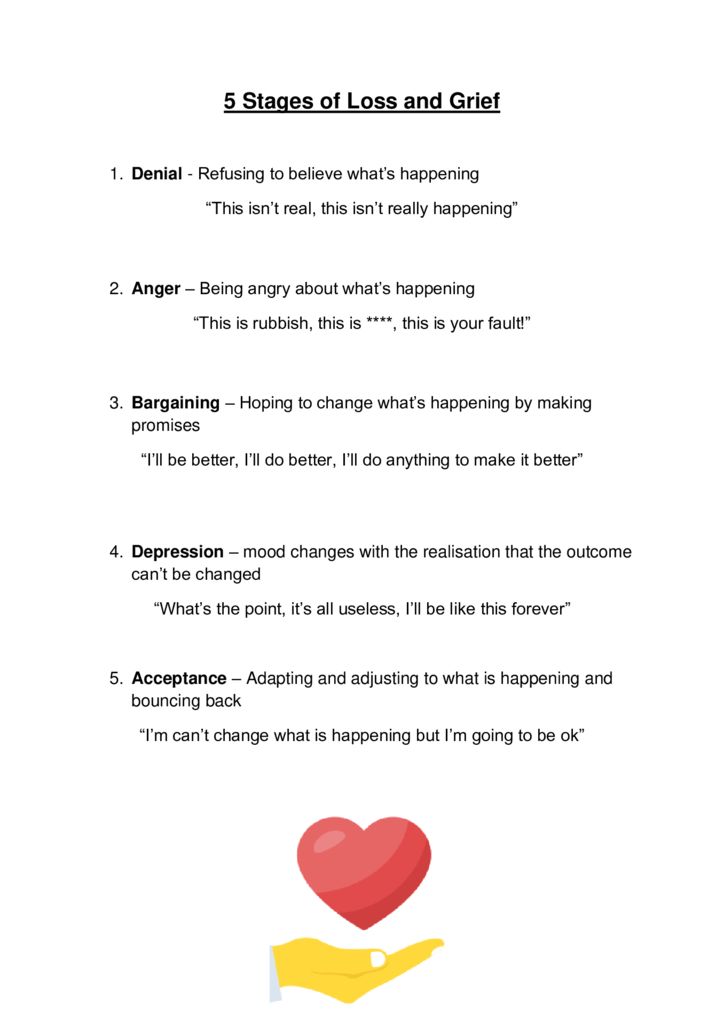 5 Stages of Loss and Grief - Carmarthenshire Family Information Service