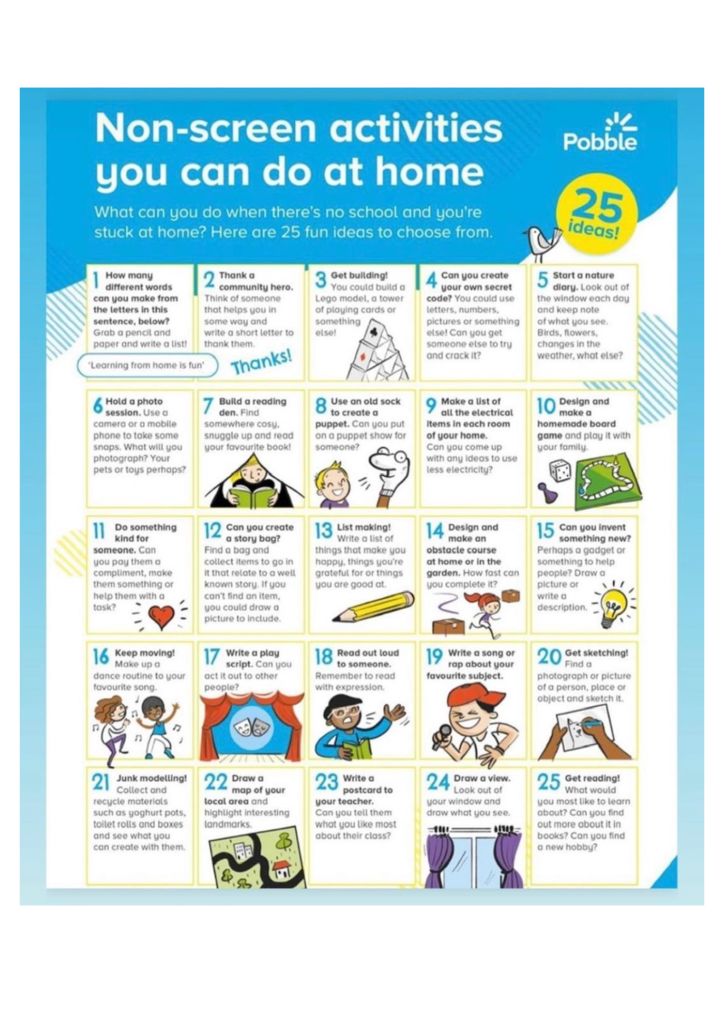 Non screen activities - Carmarthenshire Family Information Service