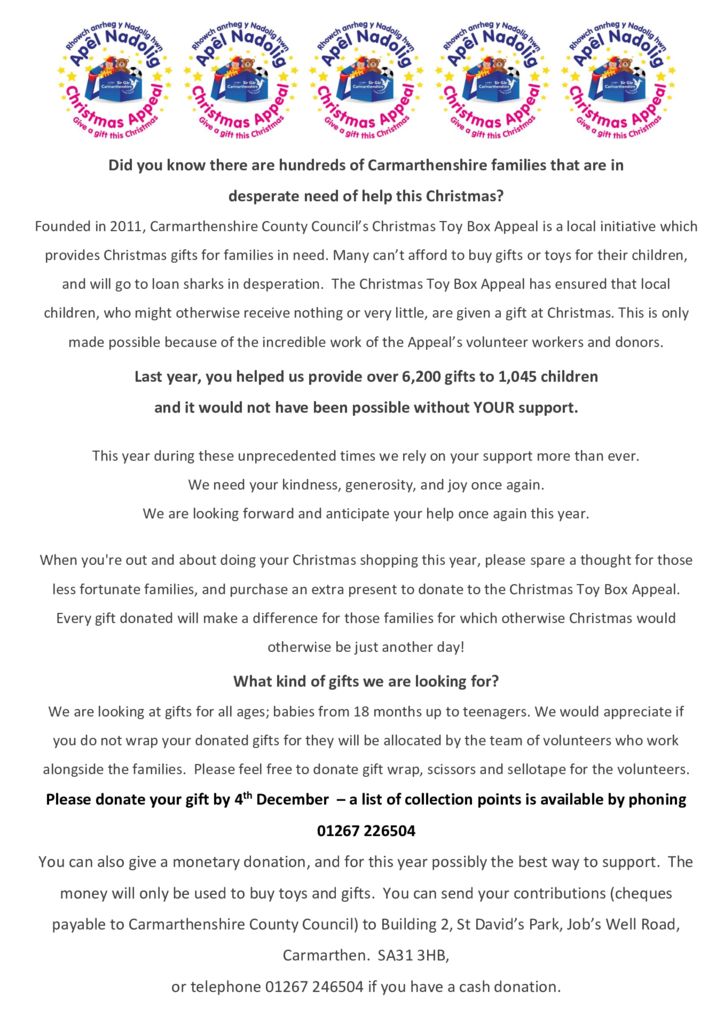 English Toy Box Appeal - Carmarthenshire Family Information Service