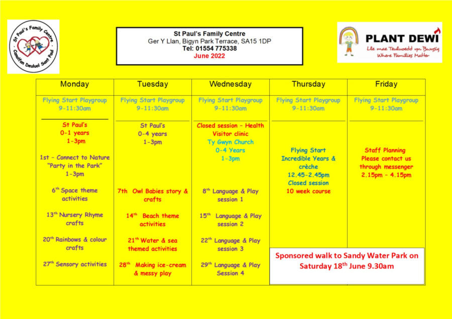 st pauls family centre june timetable - Carmarthenshire Family ...