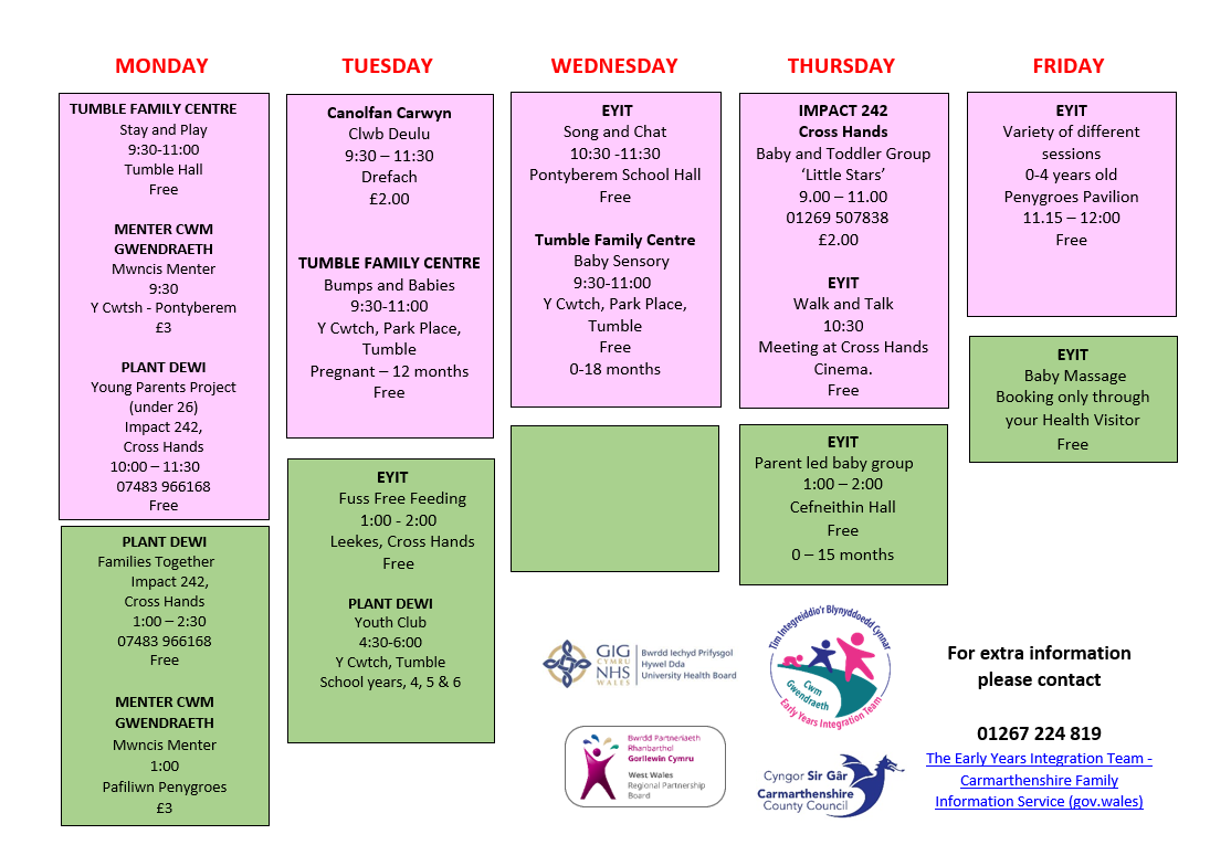 Timetable June - English - Carmarthenshire Family Information Service