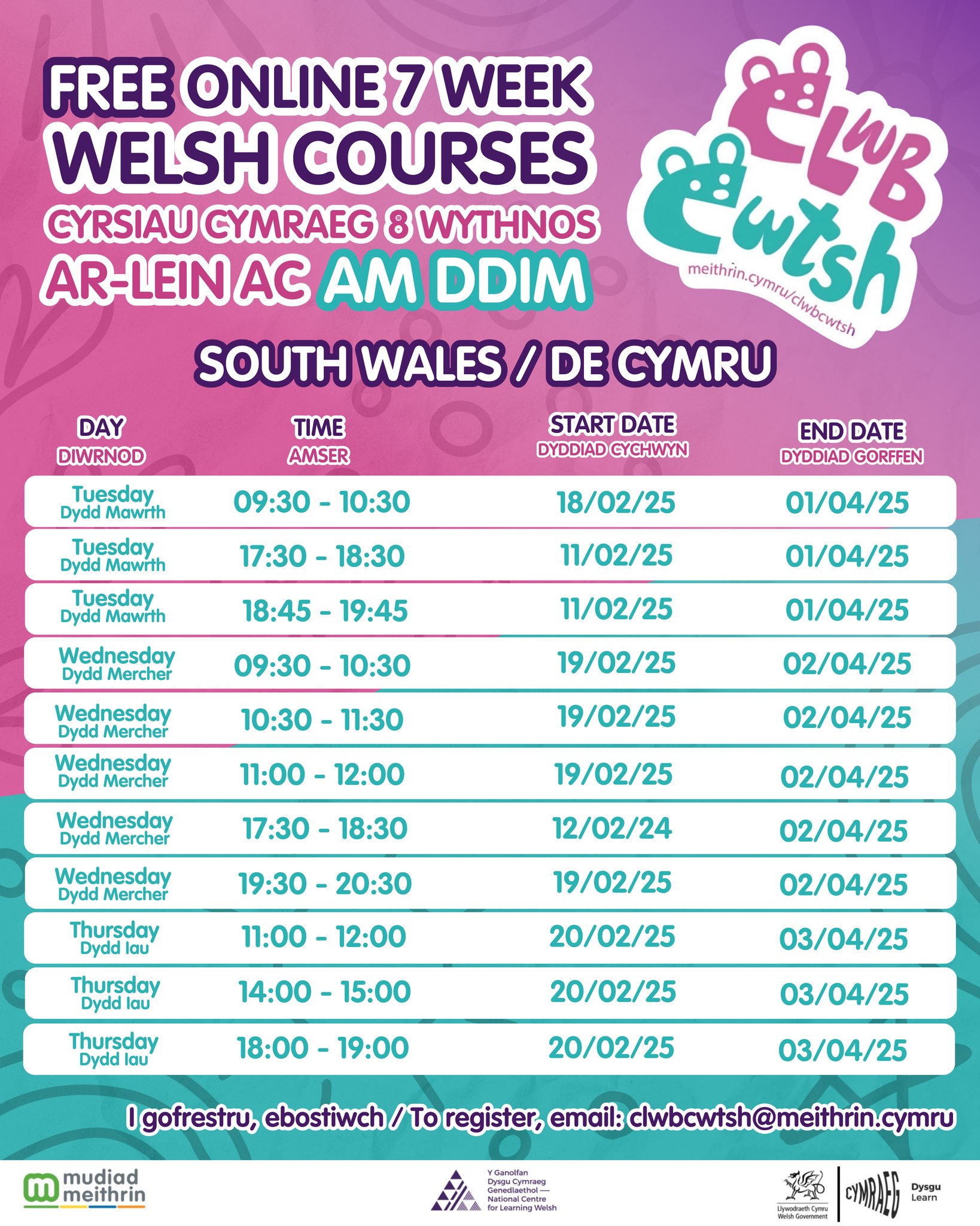 FREE Online 7 Week Welsh Courses - Carmarthenshire Family Information ...